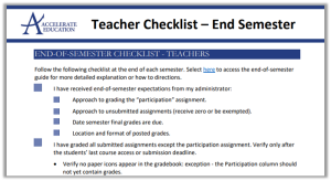 Teacher Semester End Procedures – Training and Professional Development
